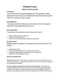 Patient Involvement Strategy – Westgate Surgery